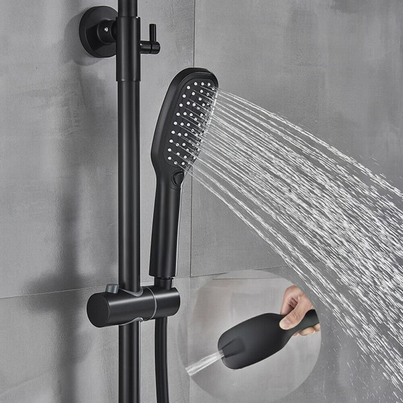 #1176 Matte black 3 in 1 exposed shower set – Home Of Faucets Ltd