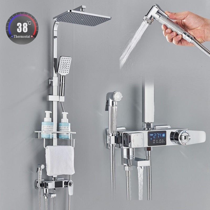 #1171 chrome 4 in 1 thermostatic exposed shower set – Home Of Faucets Ltd