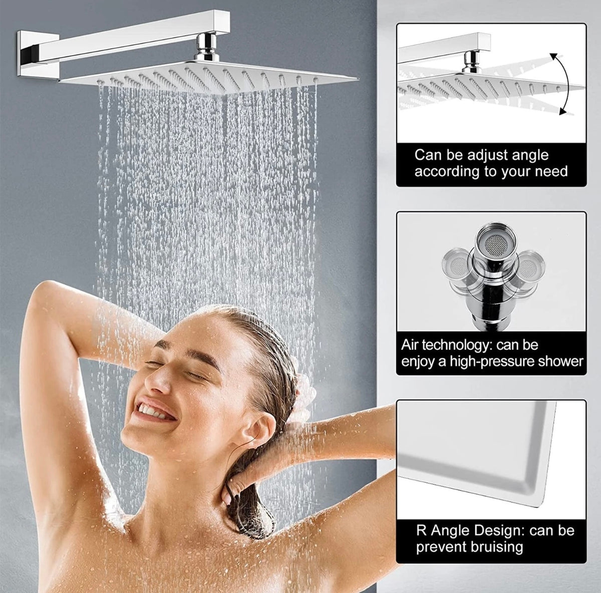 #1035 12-INCH CHROME 3 FUNCTION RAINFALL SHOWER SET – Home Of Faucets Ltd